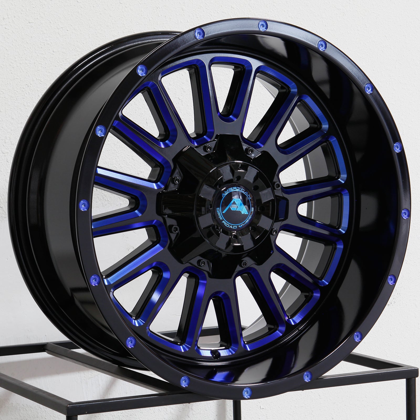 American Off-Road Wheels A105 Black Milled Blue – aspire MOTORING